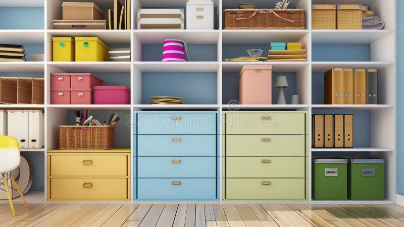 Spacious Modern System Storage Organization Wardrobe with Boxes and ...