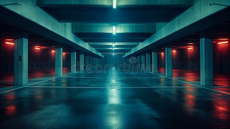 Spacious Modern Underground Car Parking Area with Concrete Structure ...