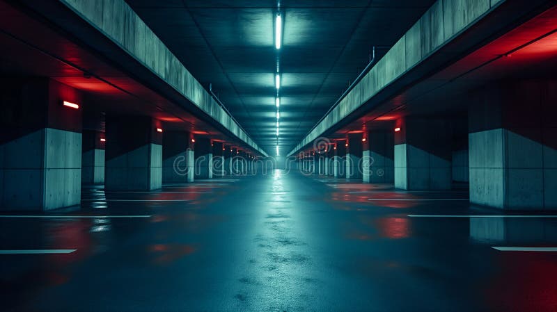 Spacious Modern Underground Car Parking Area with Concrete Structure ...