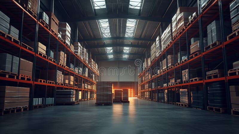 Spacious Modern Warehouse Interior Full of Goods Storage Shelves ...
