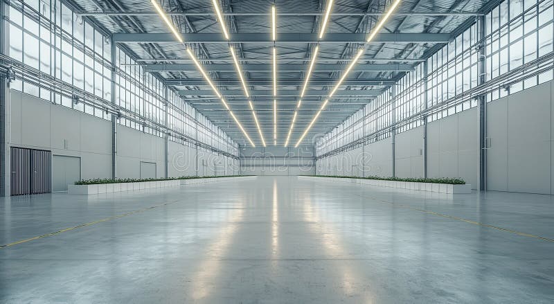 Sleek Modern Industrial Warehouse Interior Design Spacious Contemporary ...