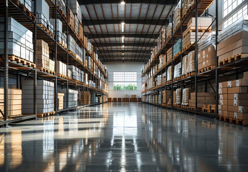 Spacious Modern Warehouse with Trendy Lounge Areas and High Racking ...