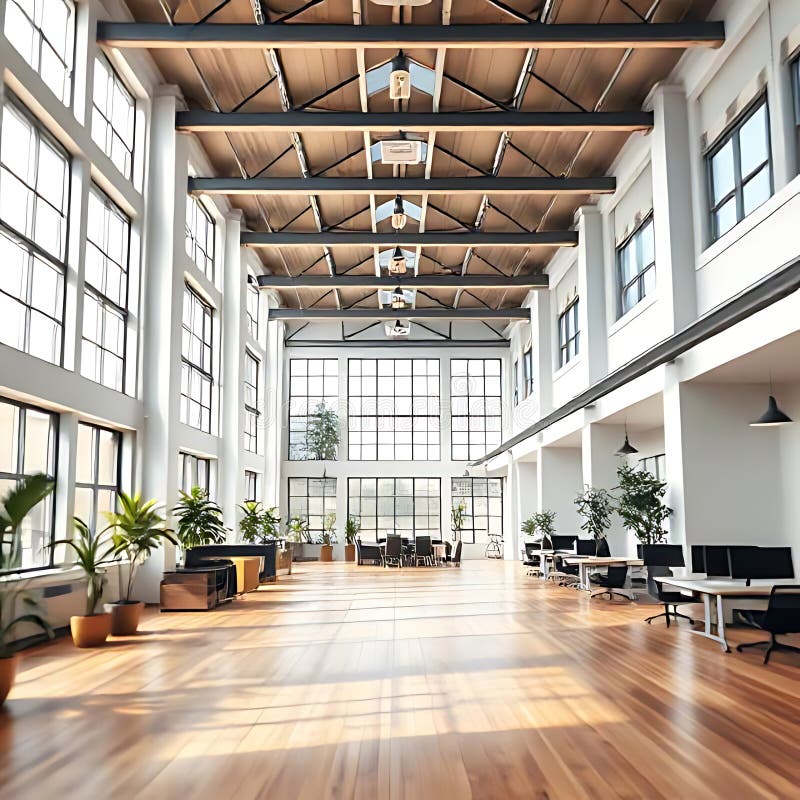 Plenty of Natural Light Fills this Modern Workspace. Stock Illustration ...