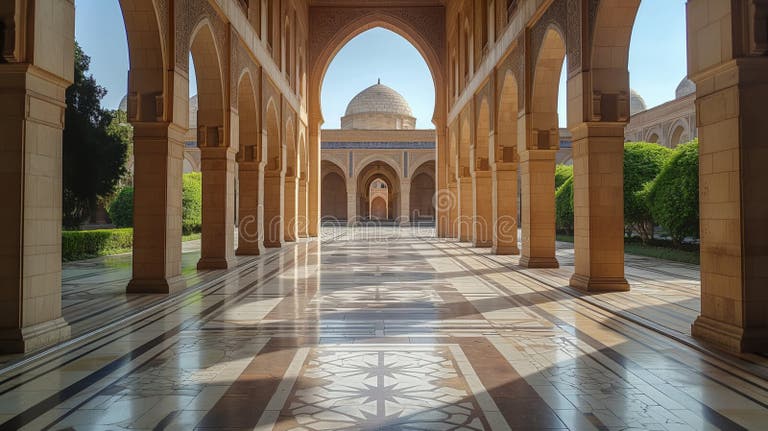 Beautiful Islamic Architecture at a Mosque Courtyard with Intricate ...