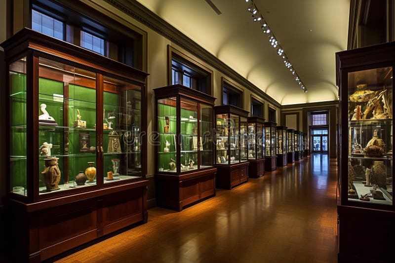 "Spacious Museum Gallery with Numerous Paintings and Visitors - AI ...