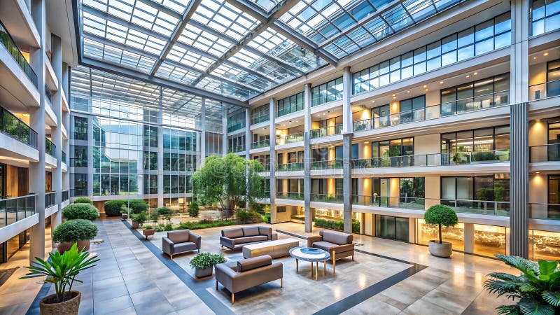 Spacious Office Atrium with High Ceilings Stock Photo - Image of design ...