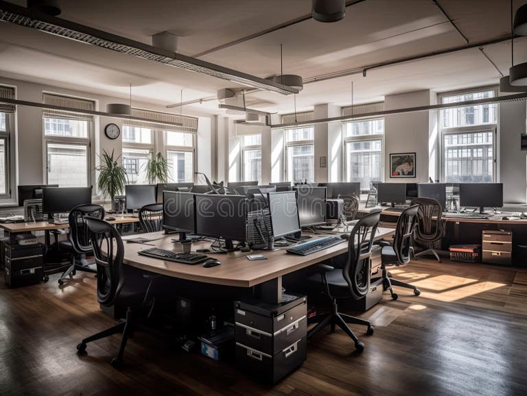 Spacious Office with Ergonomic Seating and Natural Light Stock ...