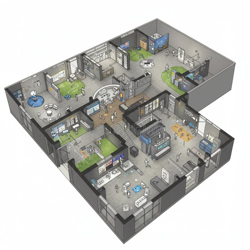 Spacious Office Layout with Multiple Rooms Featuring Modern Design ...