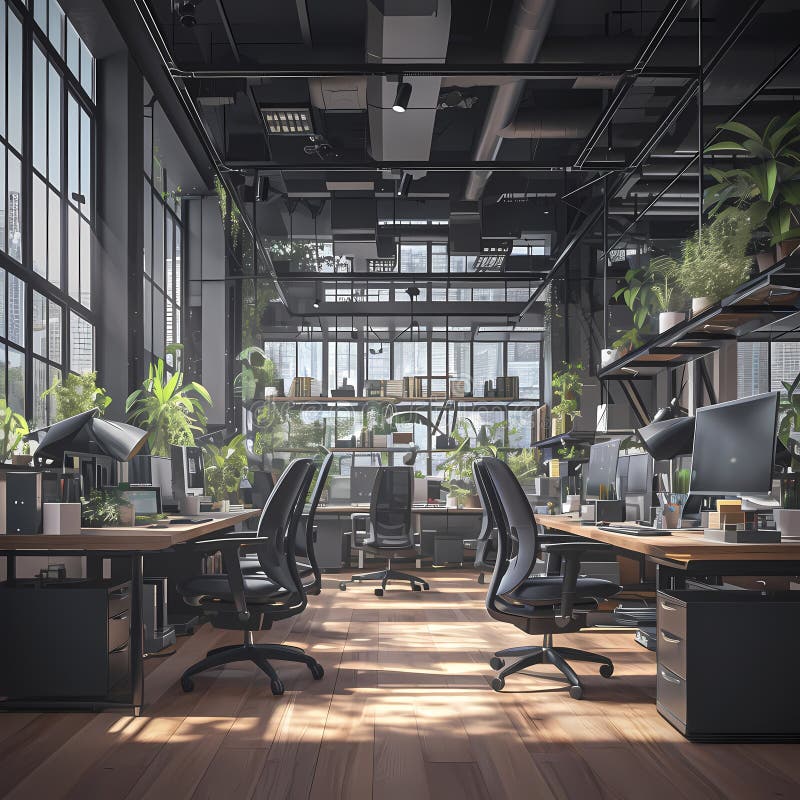 Spacious Office: Modern, Uncluttered Efficiency Stock Illustration ...