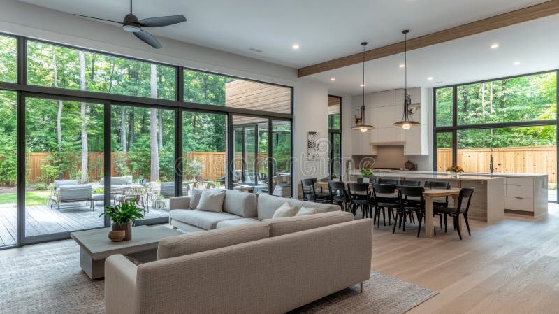 Bright Airy Living Area Seamless Flow Kitchen Space Home Stock Photos ...