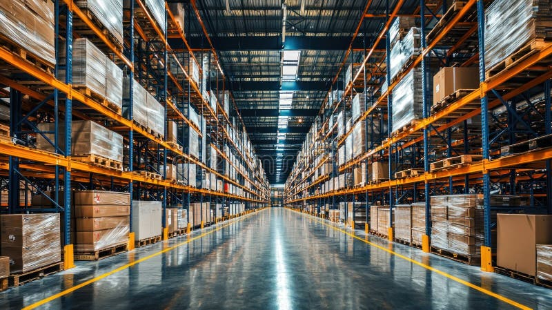 A Spacious, Organized Warehouse with Advanced Inventory Systems Stock ...