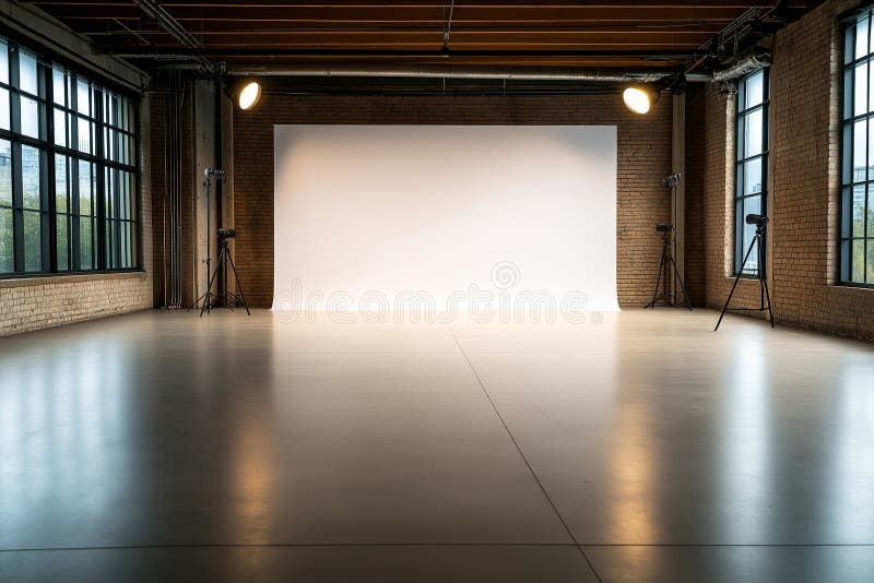 Spacious Photo Studio Featuring Large White Backdrop, Bright Lighting ...