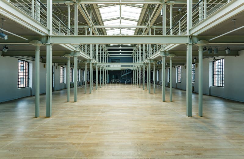 Spacious Post Industrial Factory Interior Stock Photo - Image of heavy ...