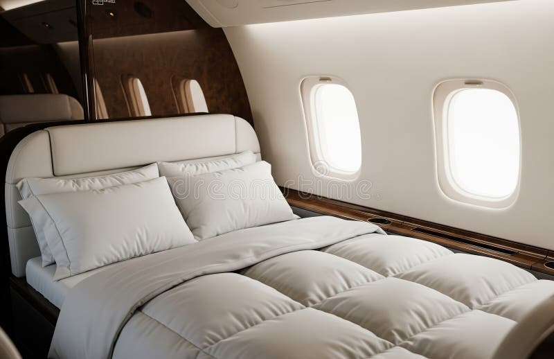 Spacious Private Jet Sleeping Suite Stock Illustration - Illustration ...