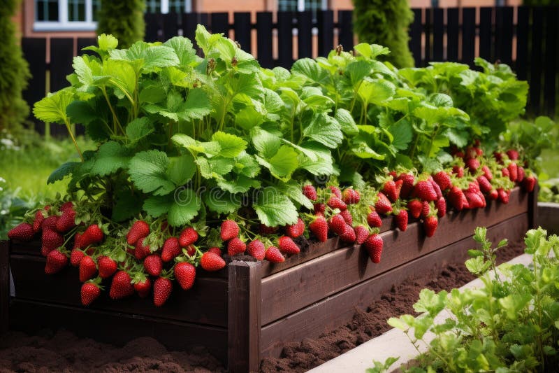Spacious Rectangular Sleep Beds Strawberry Garden. Generate Ai Stock ...