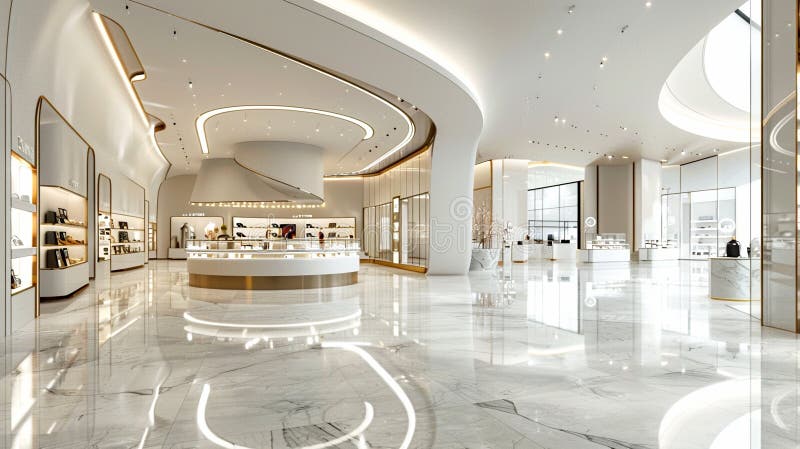 Elegant Interior of a Modern Retail Space Featuring Marble Flooring and ...