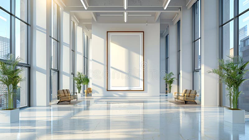 A Bright Modern Interior with Large Windows and Greenery in the City ...