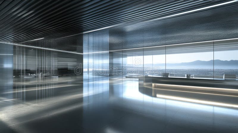 A Spacious Room Features a Long Counter and a Large Window, Creating an ...