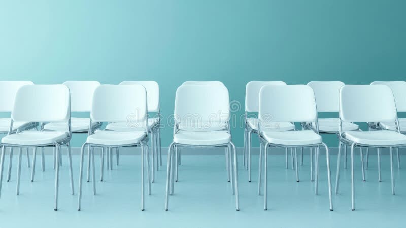 A Spacious Room Features a Neatly Arranged Row of Various Chairs ...