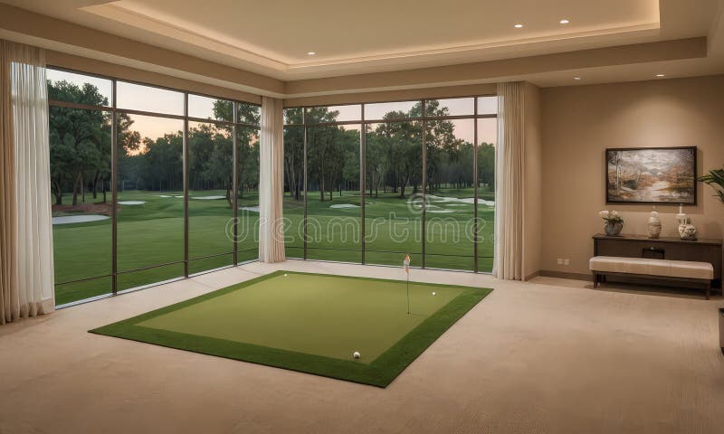 Spacious Room with Large Windows Overlooking Lush Golf Course ...