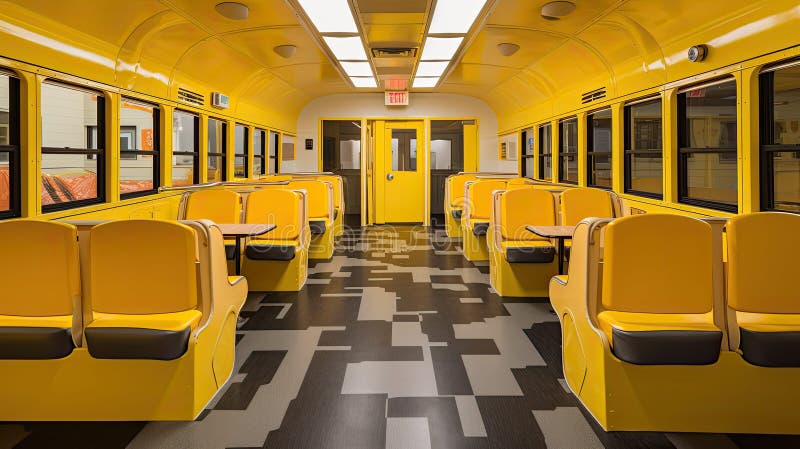 Spacious School Bus Interior Stock Illustration - Illustration of ...