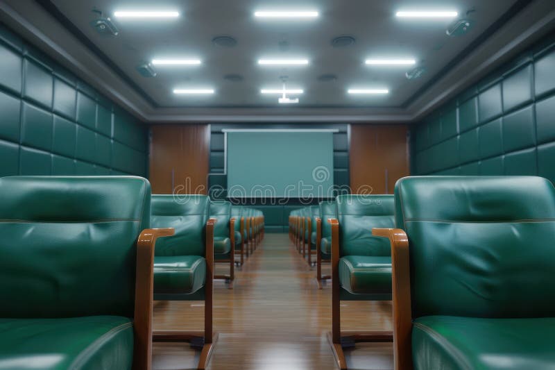 Spacious Business Seminar Hall with Rows of Chairs and a Large ...