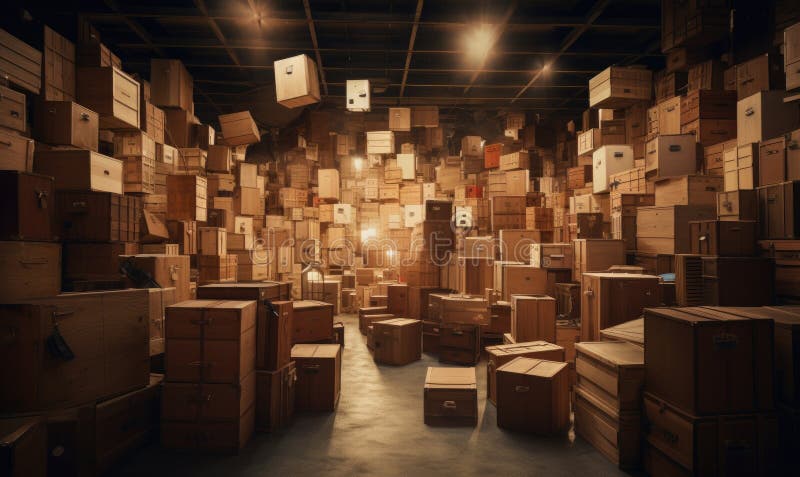 A Spacious Storage Space Overflowing with Numerous Boxes Stock ...