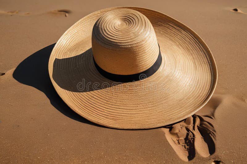 A Spacious Straw Hat Adorned with the Silhouette of a Palm Tree S ...