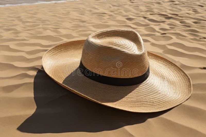A Spacious Straw Hat Adorned with the Silhouette of a Palm Tree S ...