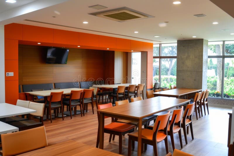 A Spacious Student Lounge with Multiple Dining Tables and Comfortable ...