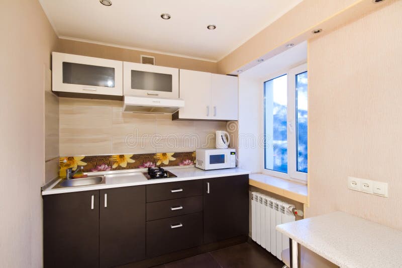 Spacious Studio Apartment, View of the Kitchen Stock Photo - Image of ...