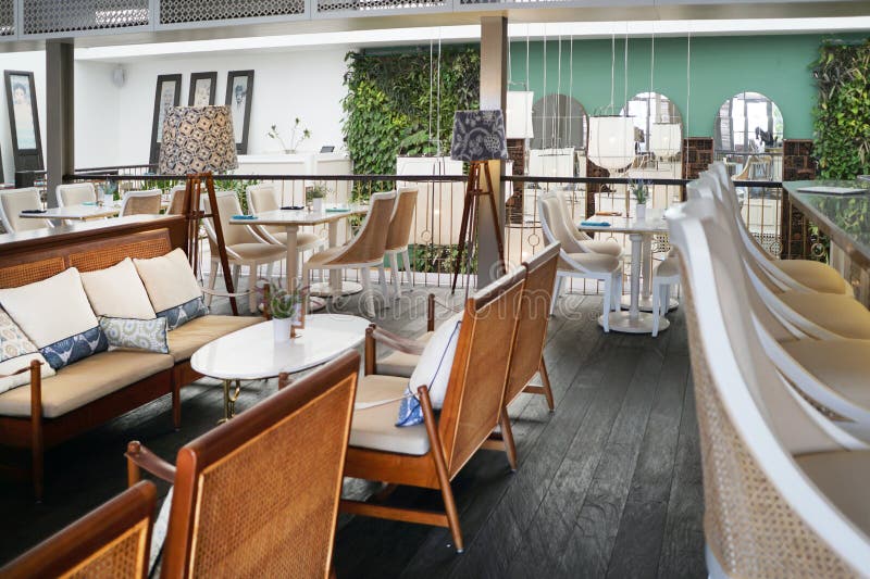 A Spacious and Stylish Restaurant with a High Ceiling Stock Image ...