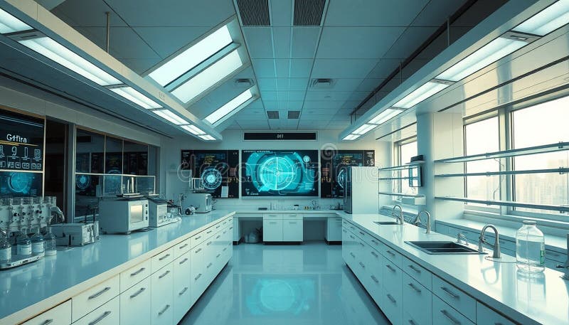 Modern Futuristic Laboratory Interior Design with High-Tech Equipment ...