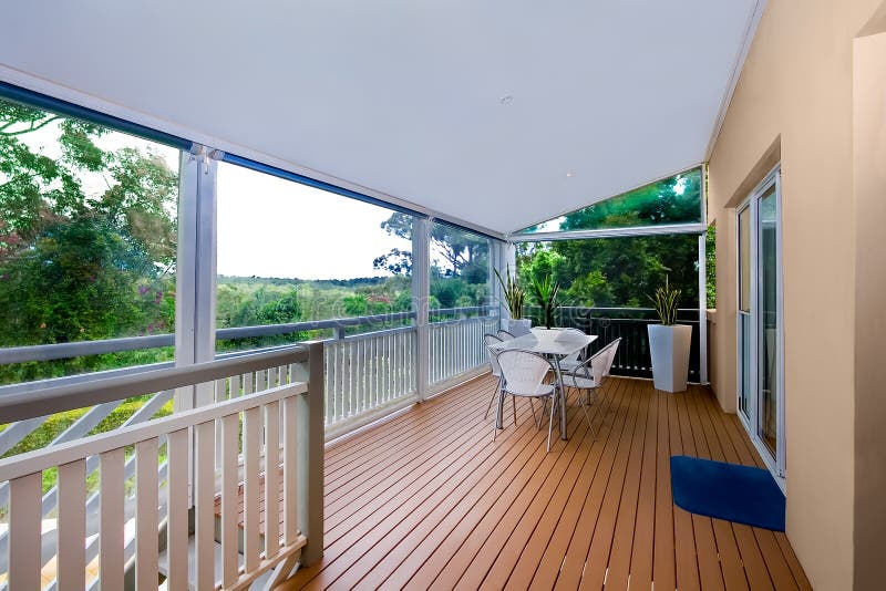 New Spacious Terrace with Wooden Roof, Columns, Viewpoint on Big City ...