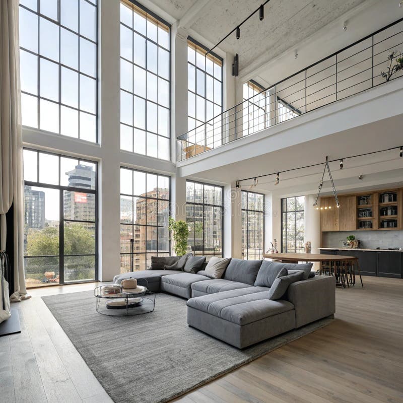 Spacious Two-floor Loft Apartment Stock Photo - Image of decorative ...