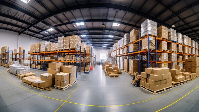Spacious 360 View Warehouse Interior Stock Illustration - Illustration ...