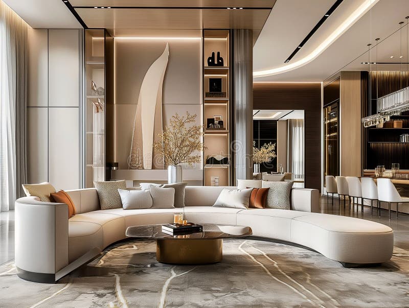 Spacious Villa Interior, Modern Contemporary Luxury Interior Stock ...