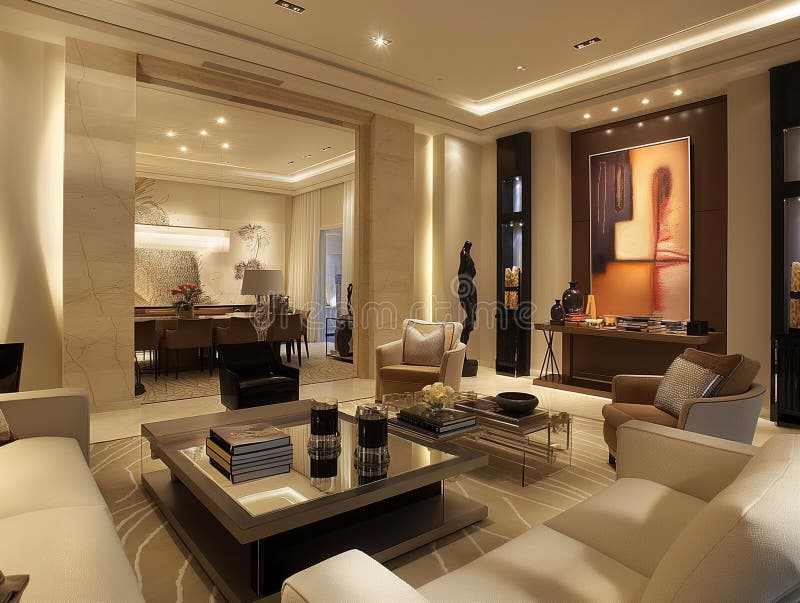 Spacious Villa Interior, Modern Contemporary Luxury Interior Stock ...