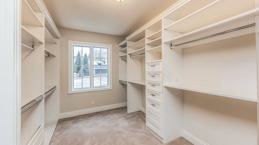 Spacious Walk-in Closet with Ample Shelving and Hanging Space, Natural ...