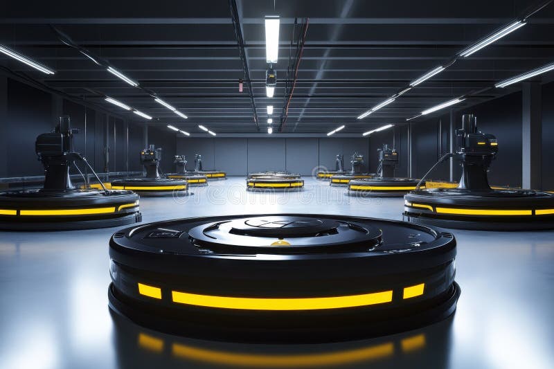 Advanced Technology Showcased in a Futuristic Warehouse with Unique ...