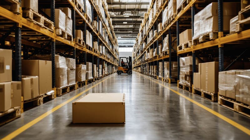 A Spacious Warehouse Filled with Neatly Arranged Boxes. Generative AI ...