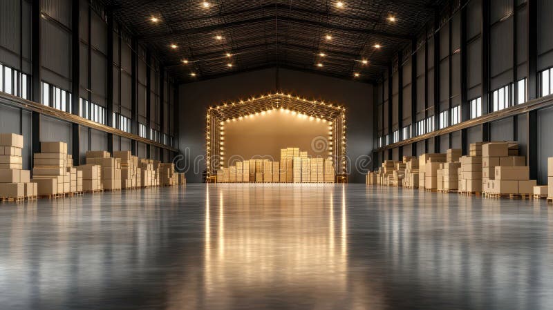 A Spacious Warehouse Filled with Numerous Stacked Boxes Throughout the ...
