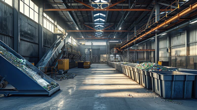 Spacious Warehouse Filled with Vibrant Yellow Bins Stock Illustration ...