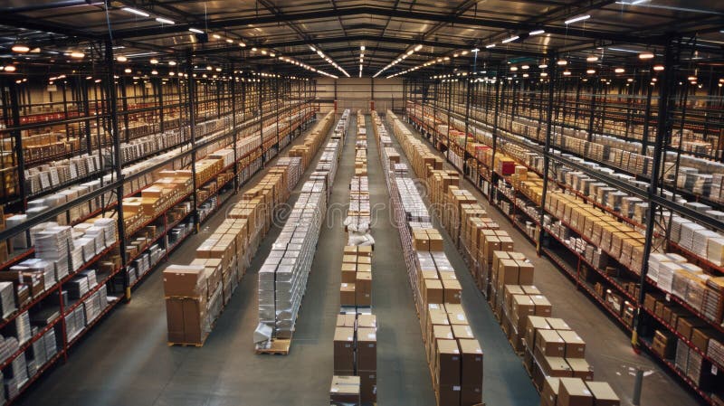 Spacious Warehouse Interior with Organized Shelves and Abundant ...