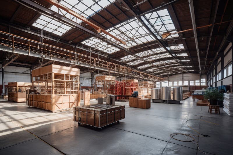 Spacious Warehouse Interior with Shelves and Stock Inventory for ...