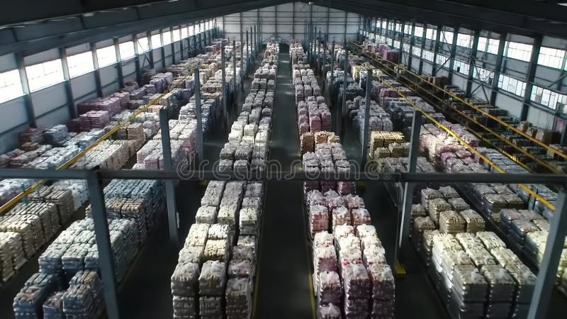 Large Warehouse Filled with Neatly Stacked Textile Packages in ...