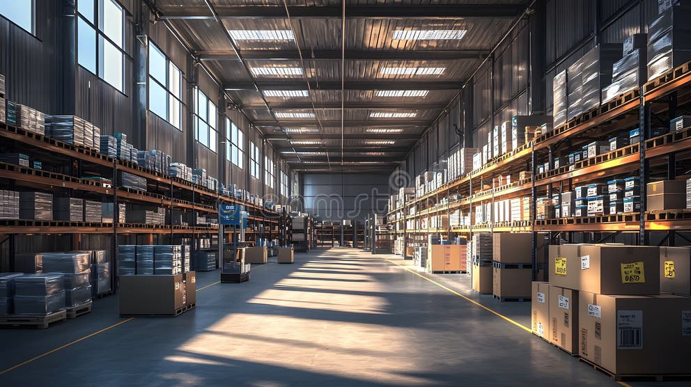 Spacious and Well-Organized Warehouse Interior with Natural Light and ...