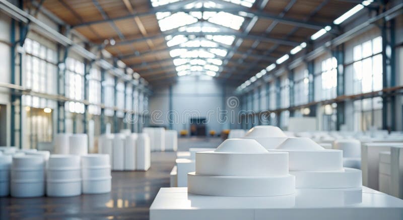 Spacious White Clean Bright Factory Warehouse with Large Windows Stock ...