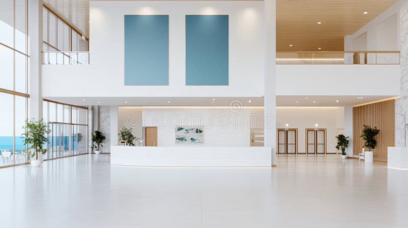 A Spacious White Reception Area Featuring a Large Window that Enhances ...
