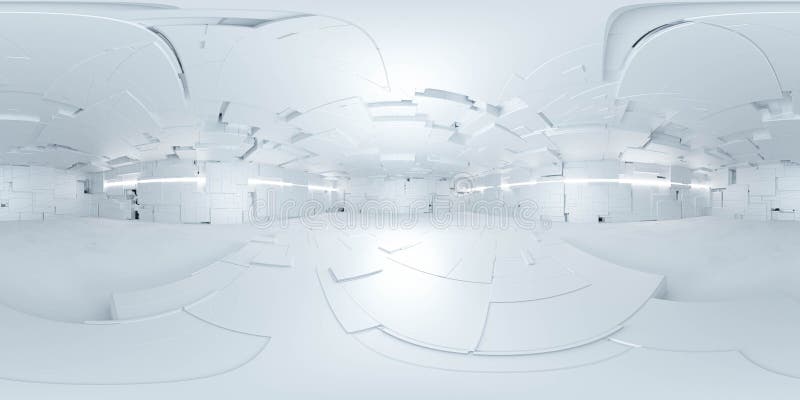 A Spacious White Room Filled with Artificial Light 360 Panorama Vr ...